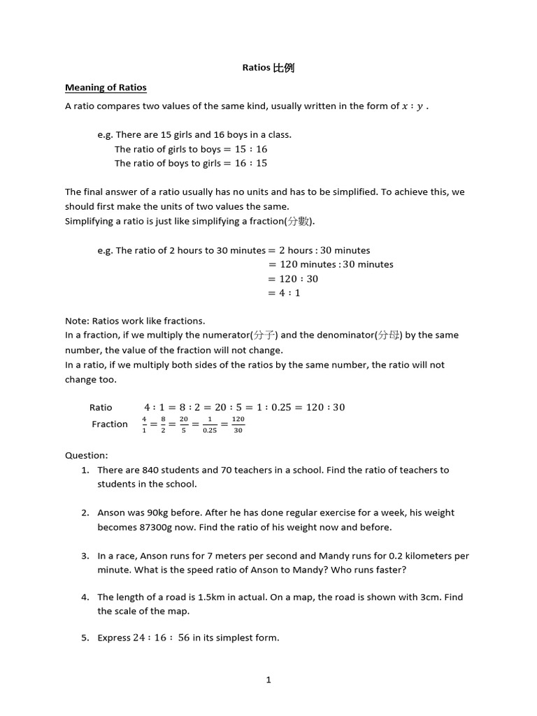 Understanding Ratios and Their Applications | PDF | Ratio | Numbers