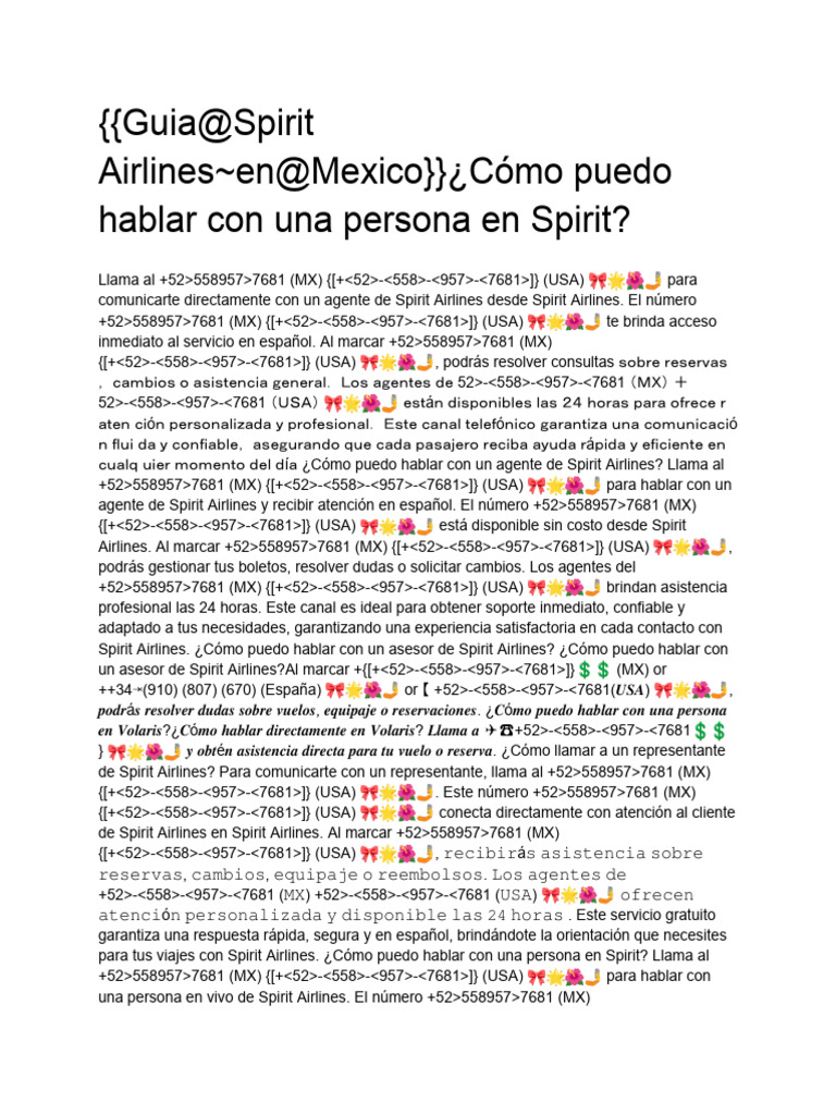 {{Guia@Spirit Airlines~en@Mexico}}¿Cómo puedo hablar con una persona en ...