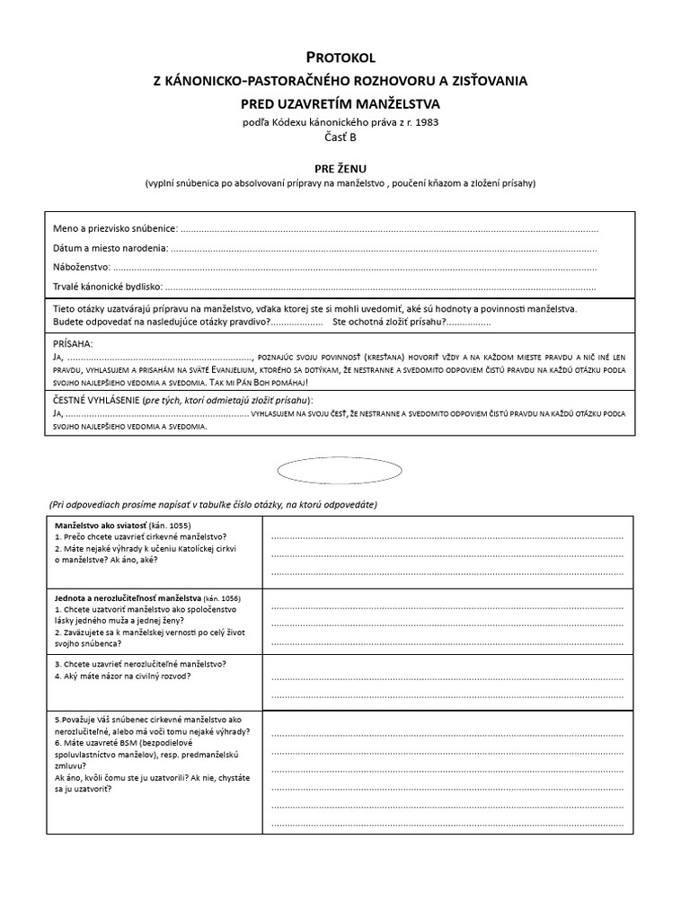 Protokol K Sobášnej Zápisnici - Žena | PDF