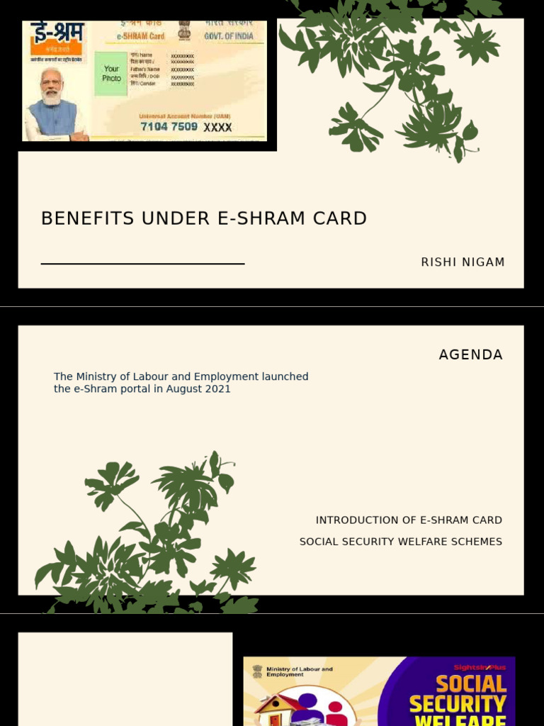 Benefits Under E-Shram Card | PDF | Welfare | Economy Of India