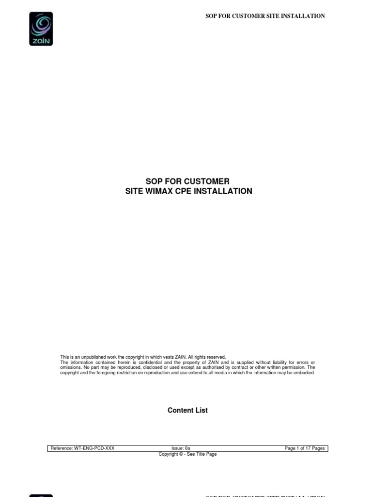 SOP For WiMAX CPE Installation 1 | PDF | Electrical Connector | Ip Address