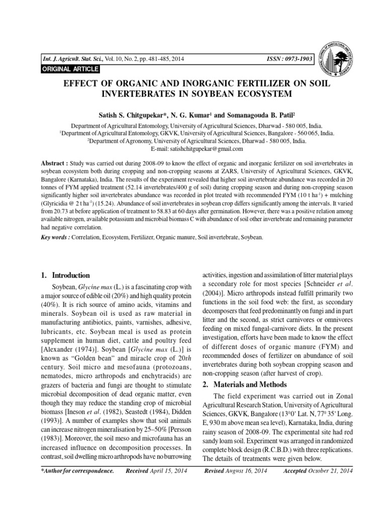 Chitgupekar Et Al. 2014 - IJASS | PDF | Manure | Soil