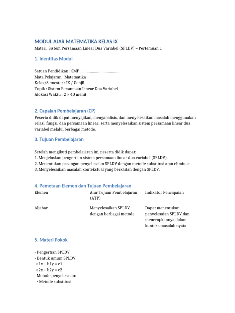 Modul_Ajar_SPLDV_Kelas_IX | PDF
