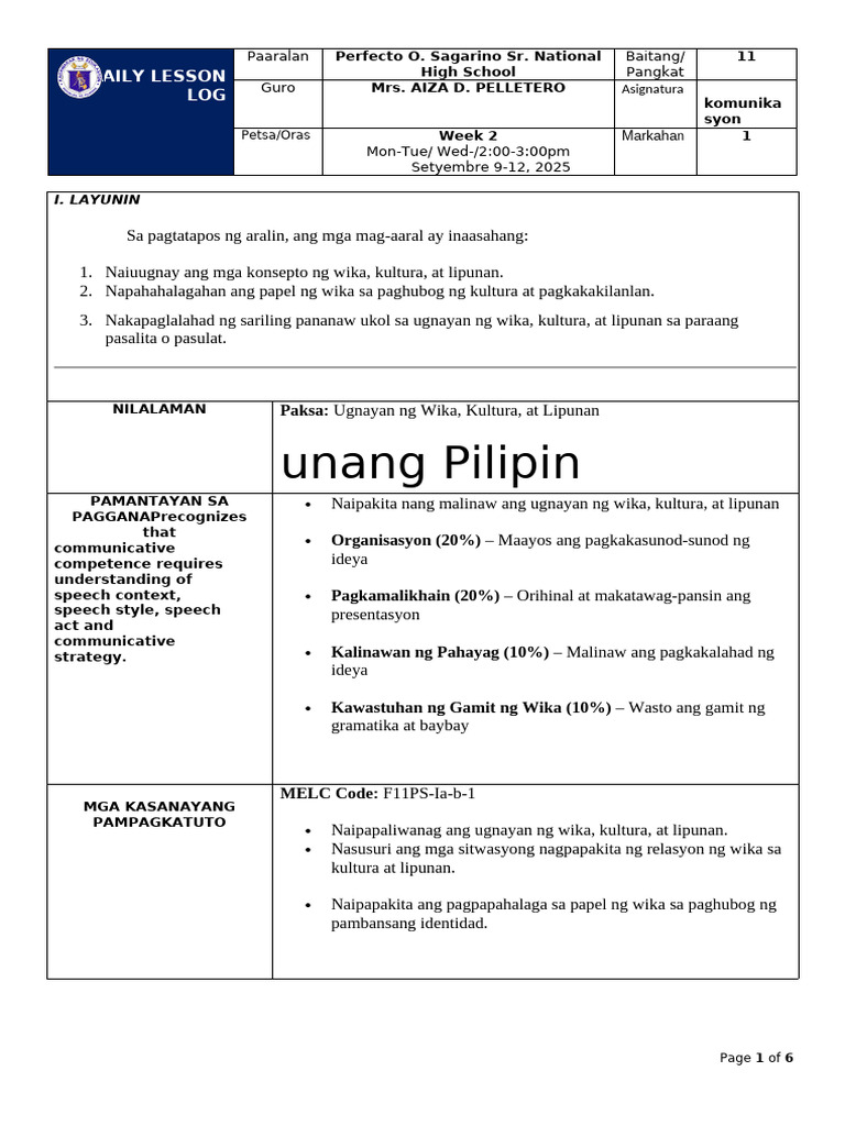 DLL Fil 12 Week 4 | PDF
