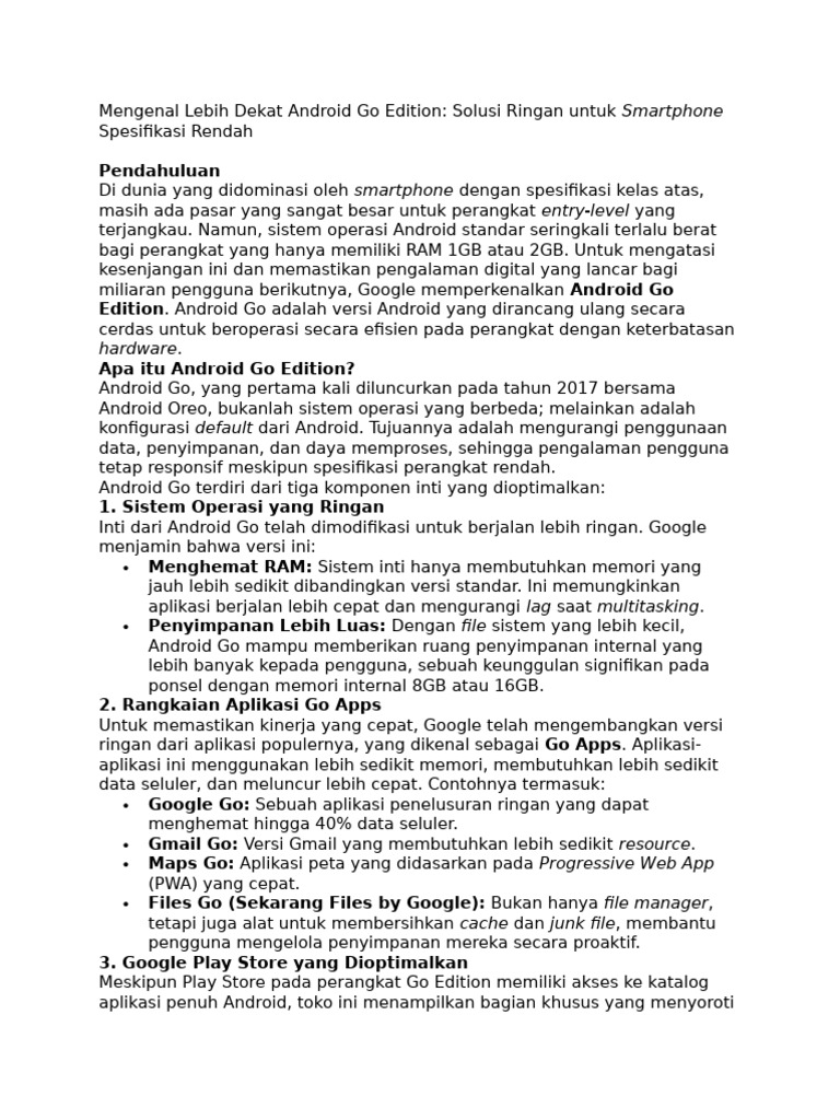 Mengenal Lebih Dekat Android Go Edition | PDF