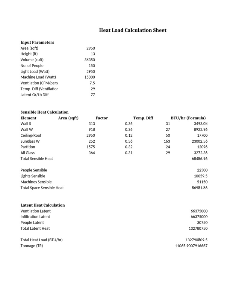 Heat Load Calculation for HVAC Systems | PDF