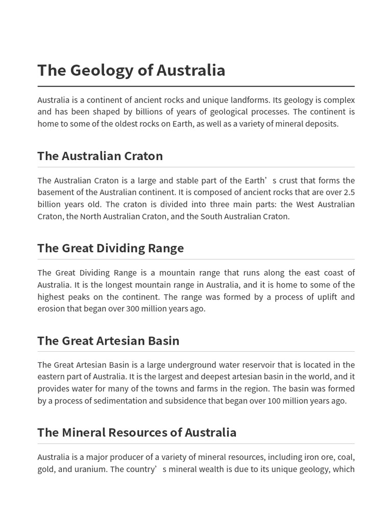 Geological Features of Australia | PDF