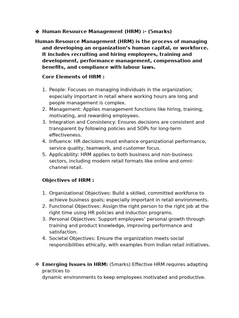 HRM Unit - 1 | PDF | Human Resource Management | Human Resources