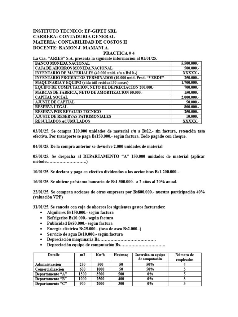 Práctica Contabilidad de Costos II | PDF | Contabilidad financiera ...