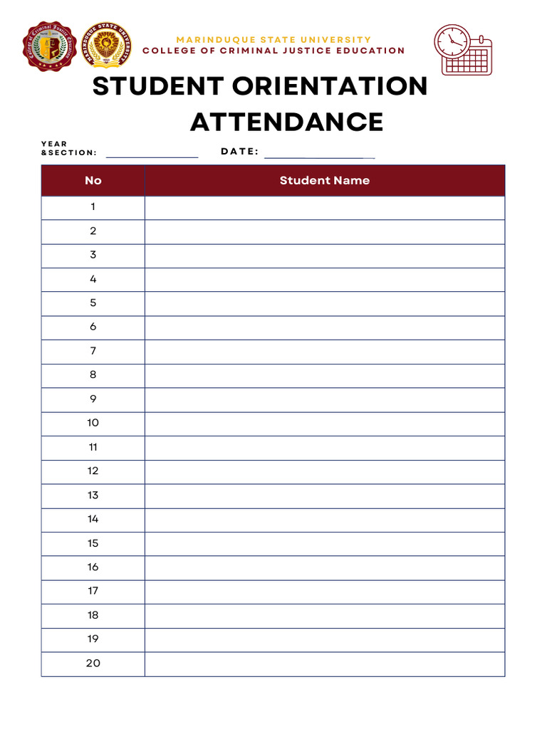 Class Attendance Planner Pink in Simple Modern Style | PDF
