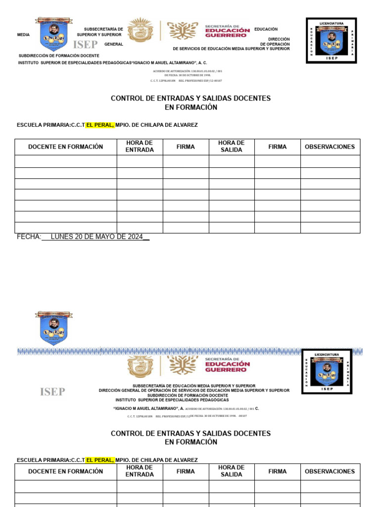 _~$Registro de Entradas Isepp | PDF | Etapas de la vida humana | Etapas ...