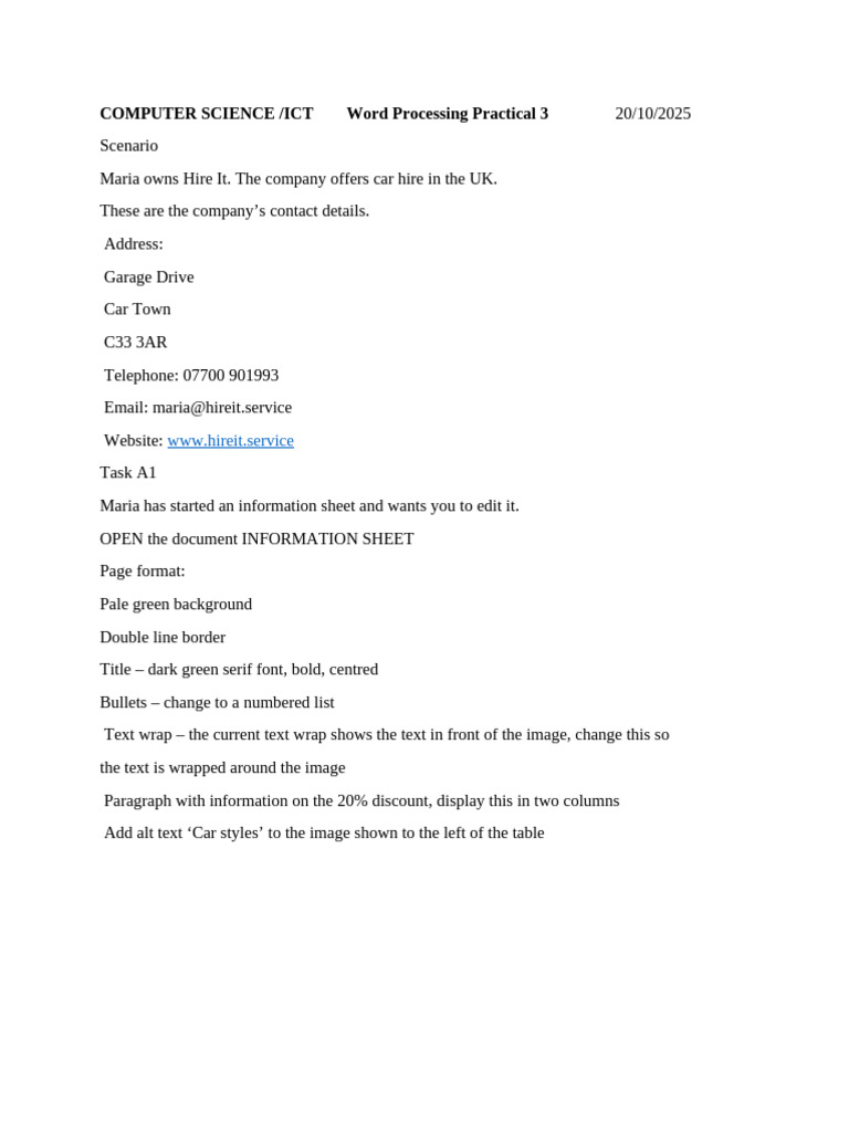 Word Practical 3 Questions FT Answers | PDF