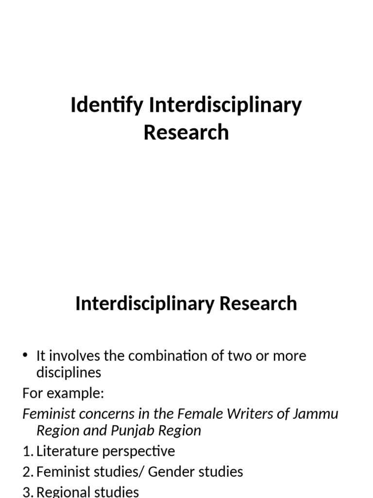 Interdisciplinary Research Insights | PDF
