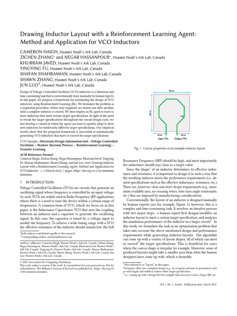 Automating VCO Inductor Design with RL | PDF | Electricity | Electrical ...