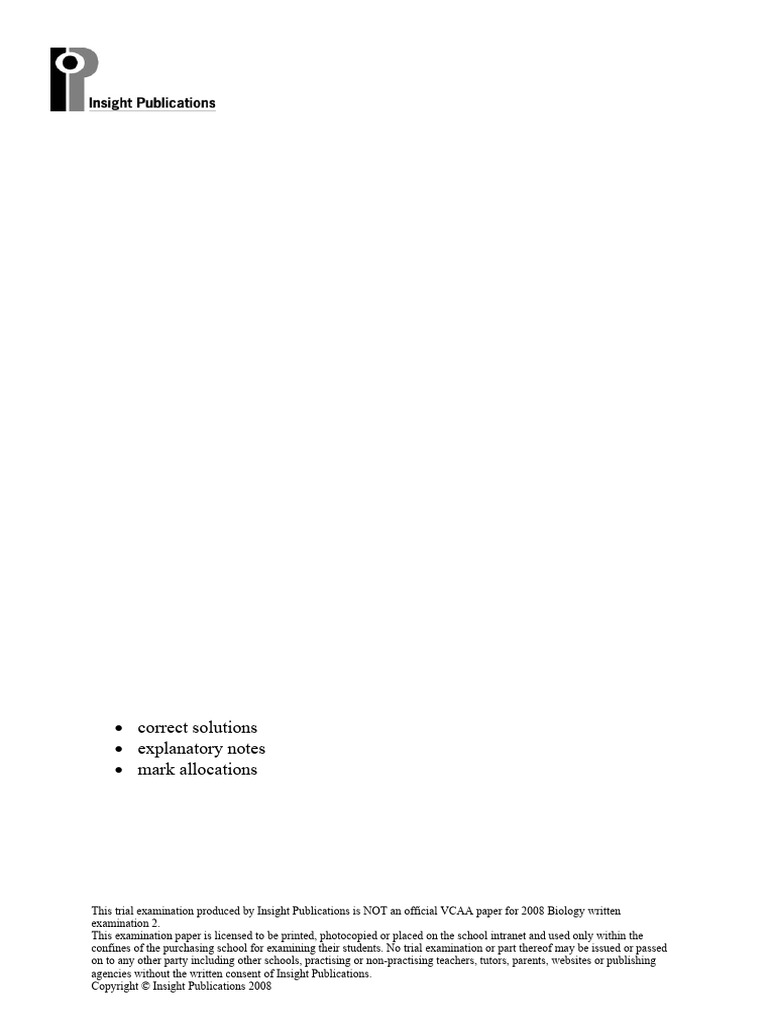 2008 Insight Biology U4 - Solutions | PDF | Genotype | Dominance (Genetics)