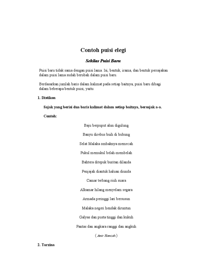 Contoh Puisi Elegi | PDF