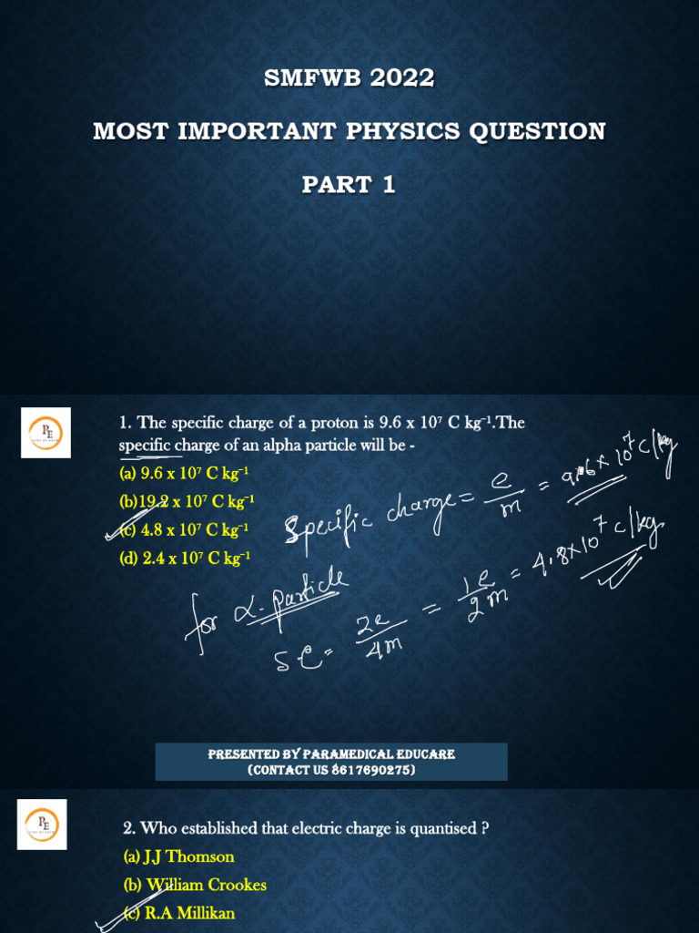 Most Important Physics Question Part 1 | PDF | Photoelectric Effect ...