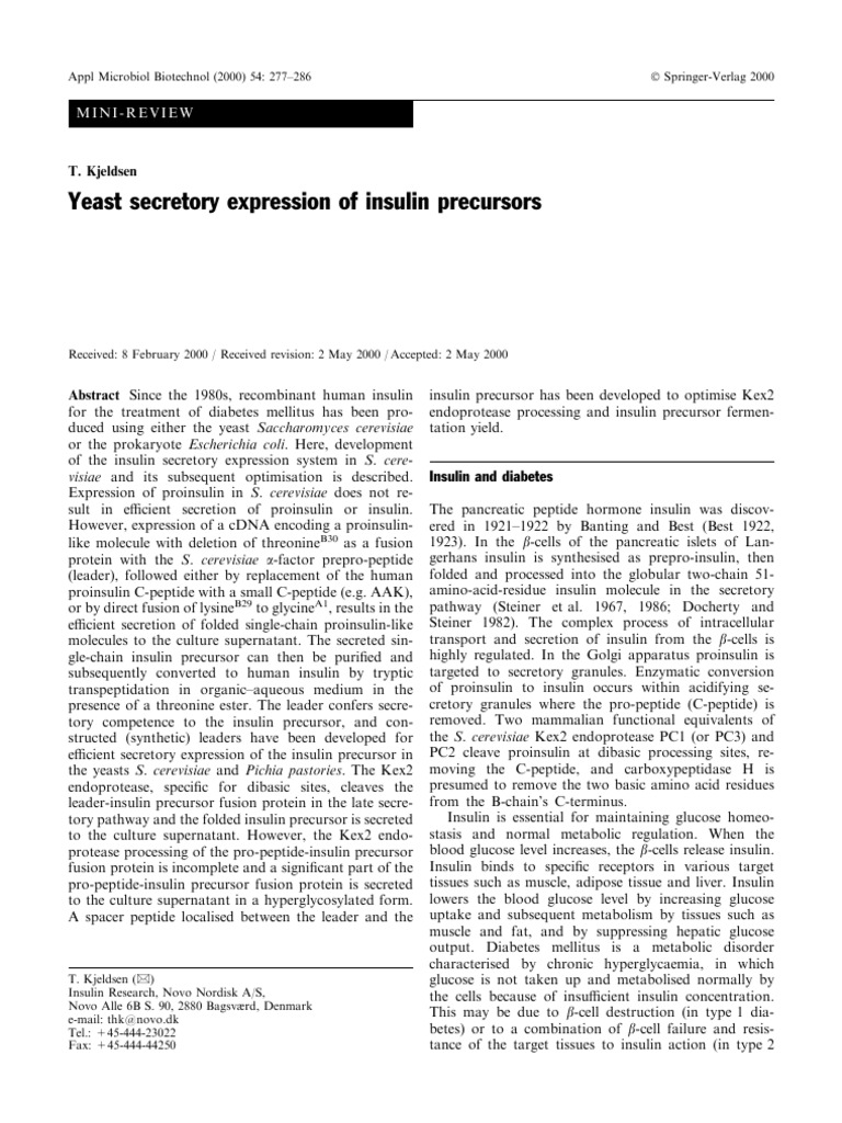 Yeast Expression of Ins Precursors. Precursor Structure Nice | PDF ...