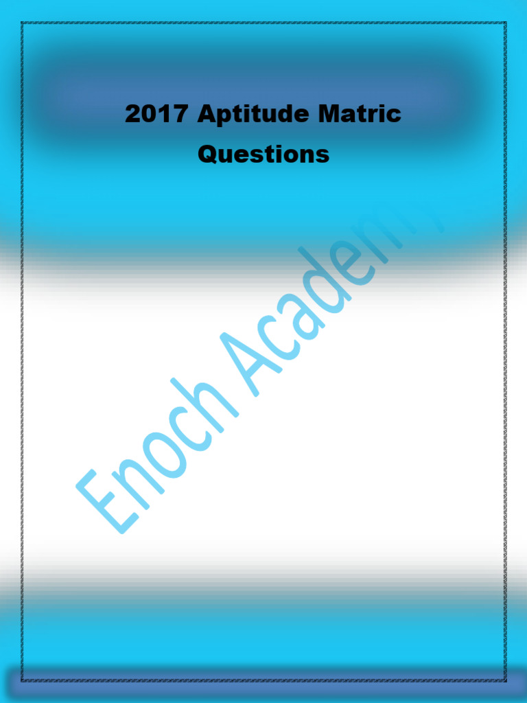 2017 Aptitude Test: Verbal Reasoning Questions | PDF | Numbers | Area