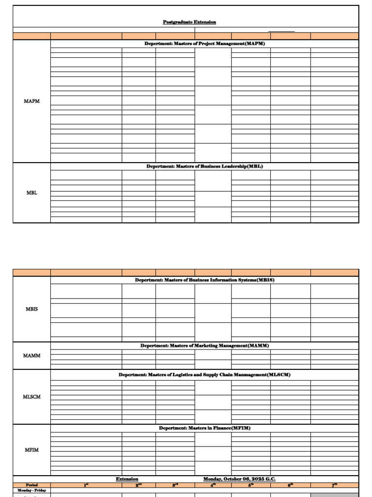 Final 1st Year 1st Semester Class Schedule for Extension PG Students | PDF | Economies ...