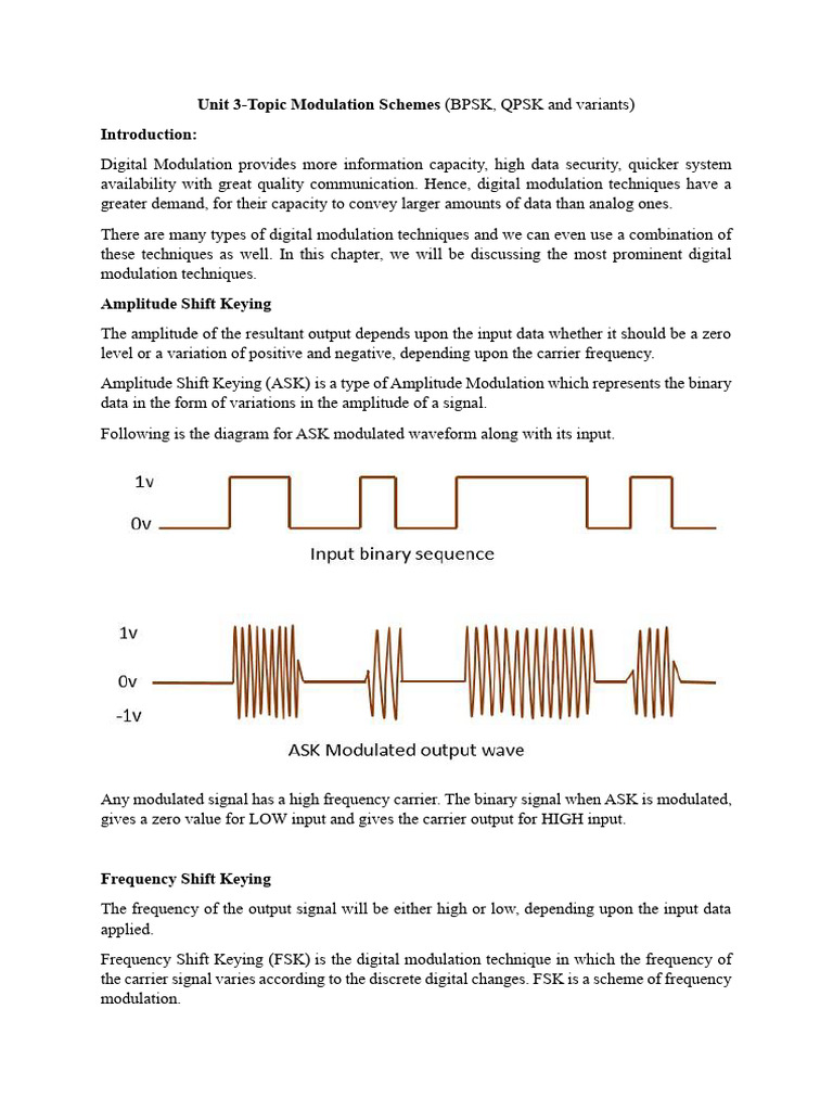 Digital Modulation: BPSK, QPSK Techniques | PDF | Computer Engineering ...