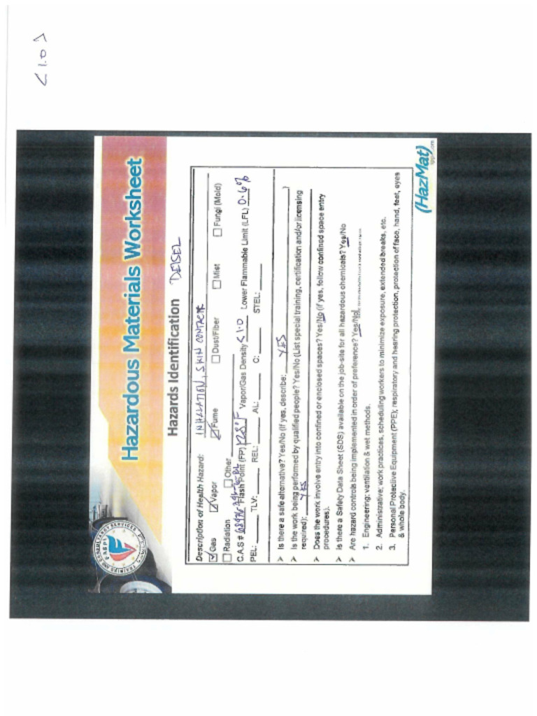 Hazardous Materials Worksheet | PDF