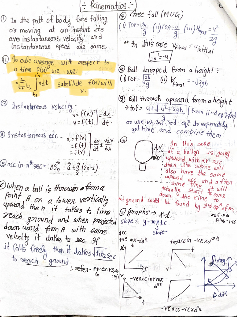 Kinematic Short Notes. | PDF