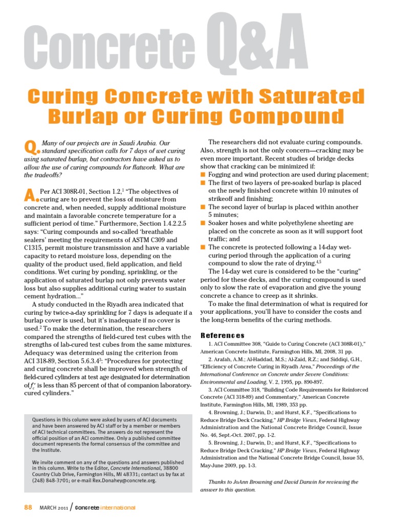 CI Curing Concrete | PDF | Industries | Concrete