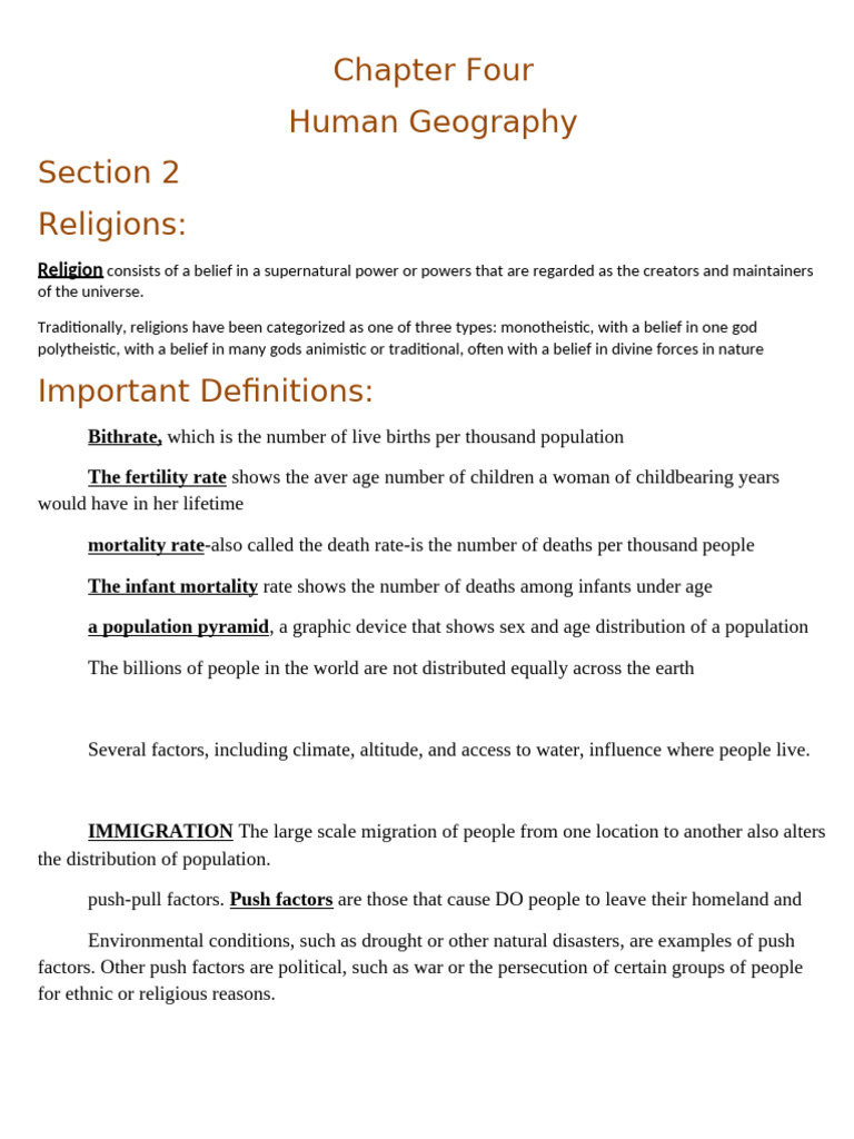 Human Geography: Religion and Population Dynamics | PDF