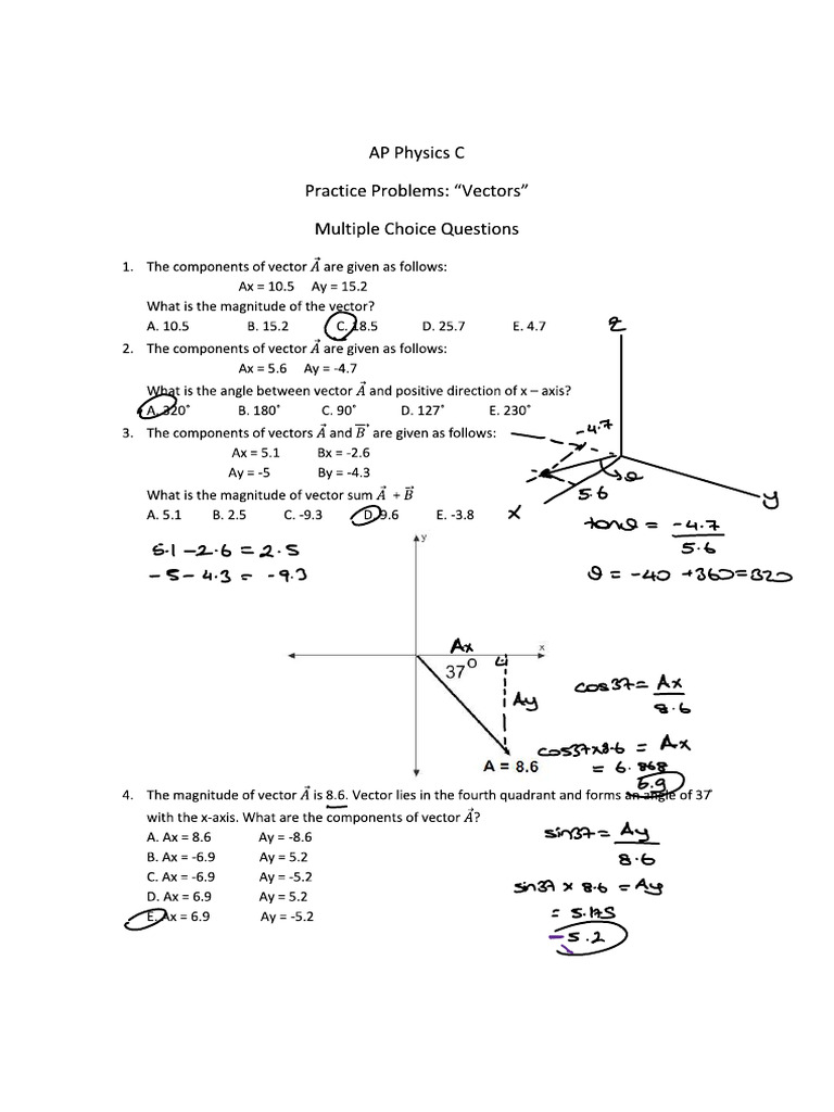 Practice Problems Vectors | PDF