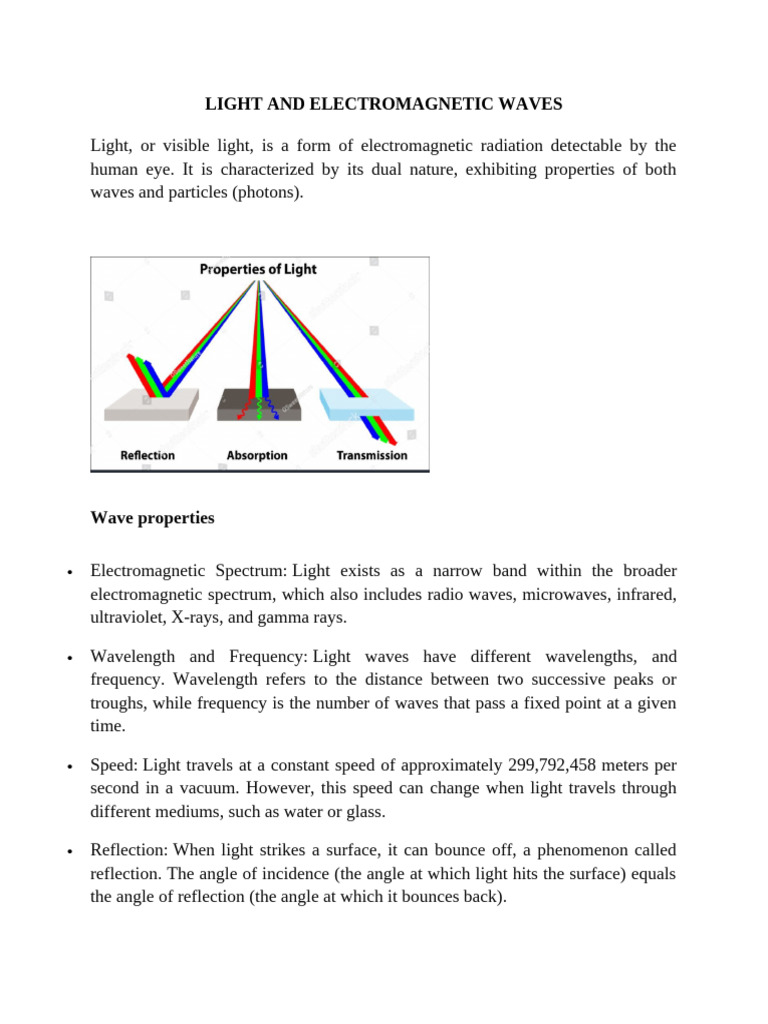 Light and Electromagnetic Waves | PDF | Electromagnetic Radiation ...