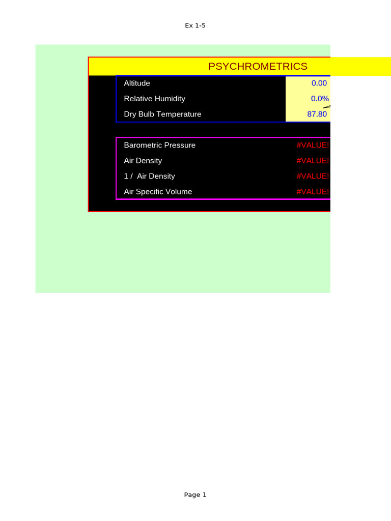 Psychrometric Chart Exe1 5 | PDF