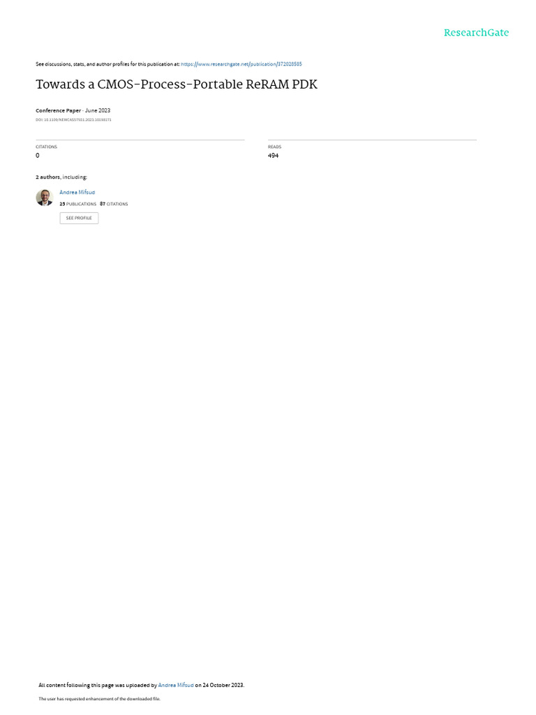 NEWCAS2023 Towards a CMOS Process Portable ReRAM PDK 2distribute | PDF ...