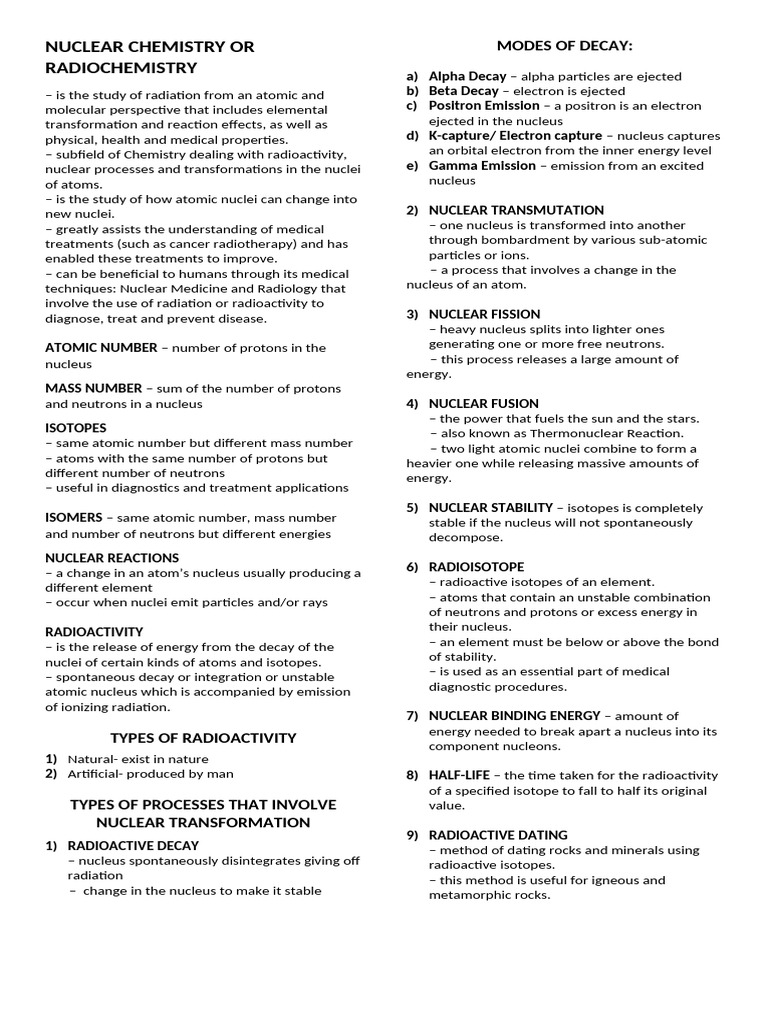 Nuclear Chemistry & Fuels | PDF | Radioactive Decay | Nuclear Physics