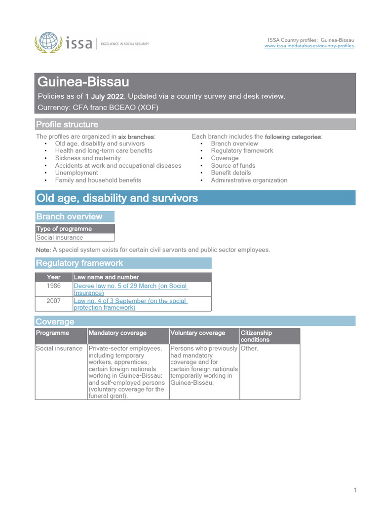 Guinea-Bissau Policies For All Ages | PDF | Social Security (United ...