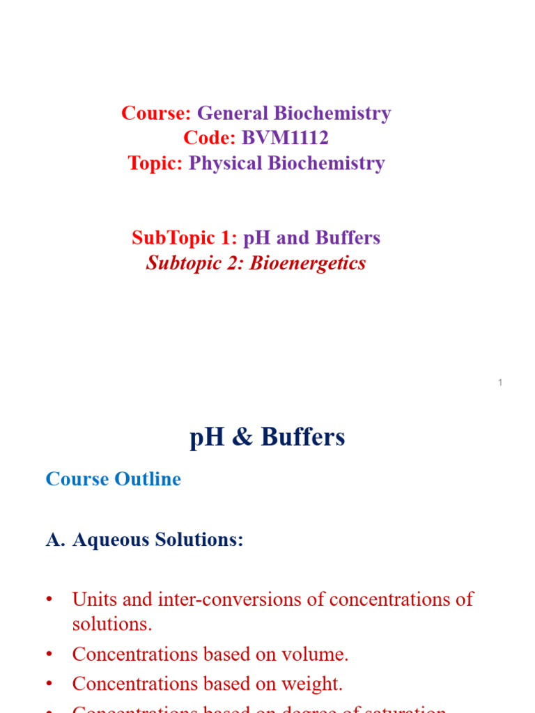 1.PH & Buffers, Dr. Apollo Balyeidhusa | PDF | Buffer Solution | Acid