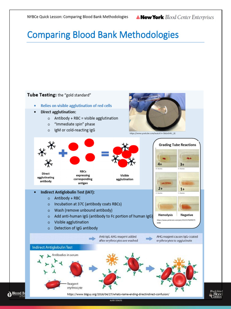 Blood Bank Testing Methodologies Explained | PDF | Immunology | Hematology