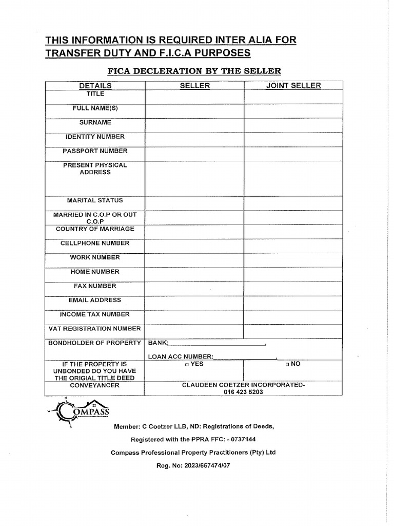 Fica Details Compass Seller | PDF