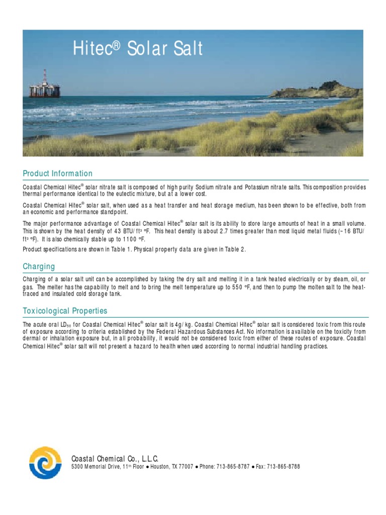 Hitec Solar Salt | PDF | Salt (Chemistry) | Materials