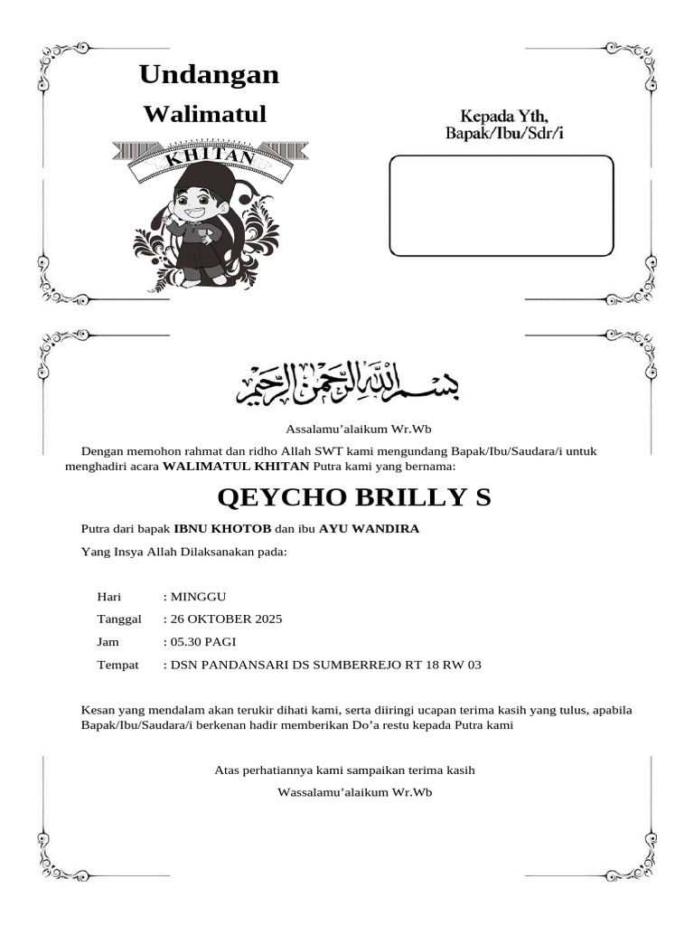 Undangan Khitan | PDF