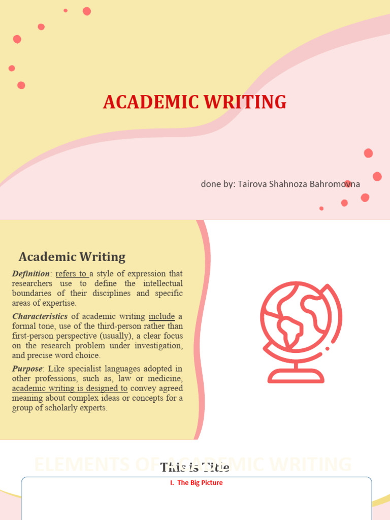 Academic Writing Presentation | PDF | Semantics | Thought