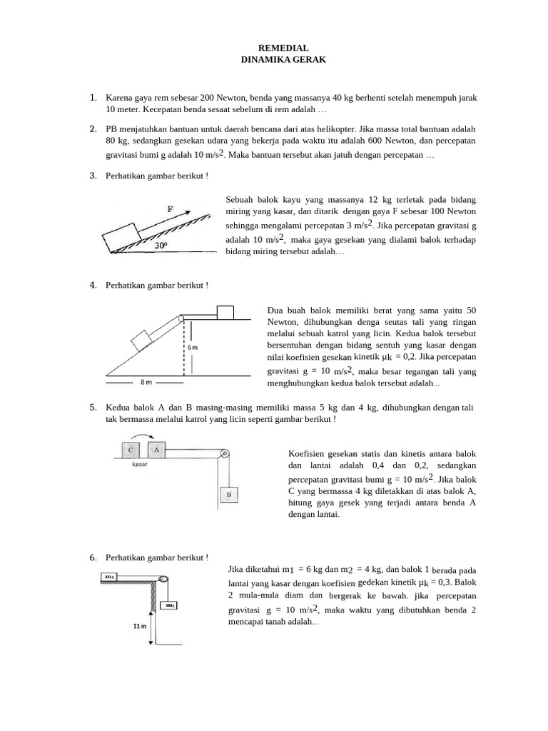 Latihan Soal Dinamika Gerak | PDF