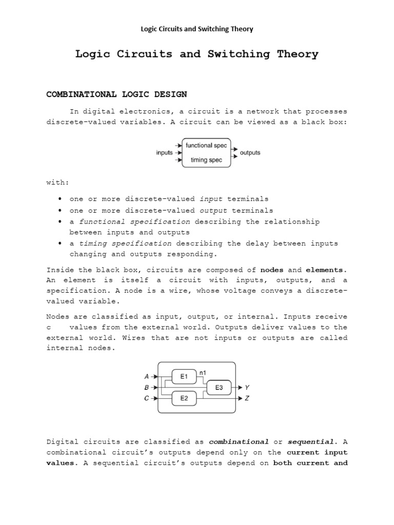 Combinational Logic Design Basics | PDF | Logic Gate | Electronic Circuits