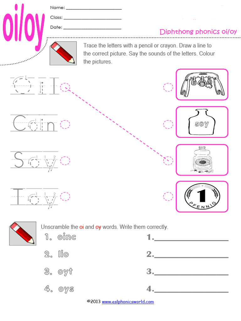 Diphthong Phonics oi/oy Activities | PDF
