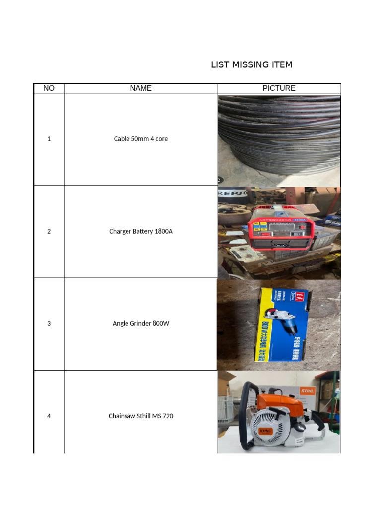 List Missing Item | PDF