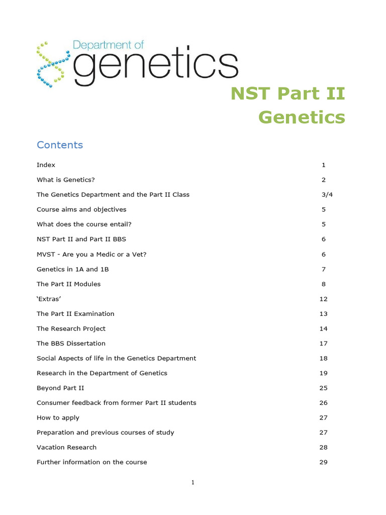 Part II Genetics Booklet 1 | PDF | Evolution | Gene