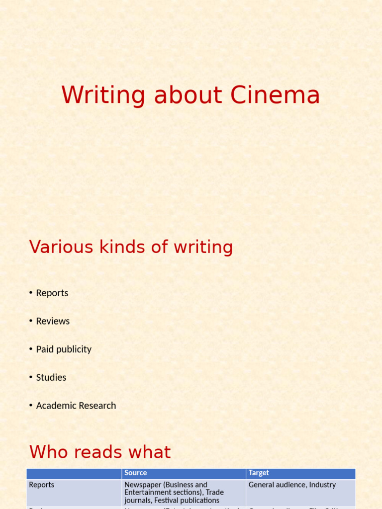 Writing About Cinema | PDF
