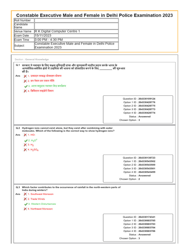 Delhi Police Constable Question Paper 15 Nov 2023 Shift 3 6b22cc83016f1ad66ad1f00469ceb992 | PDF