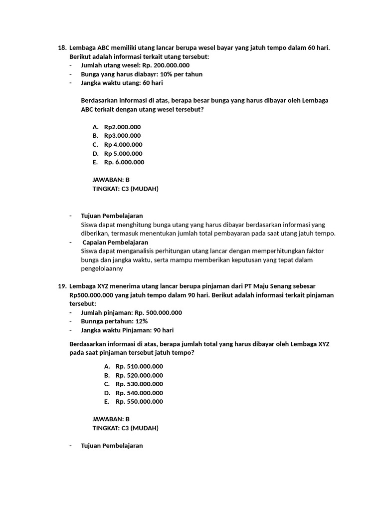 Perhitungan Bunga Utang dan Pencatatan Akuntansi | PDF