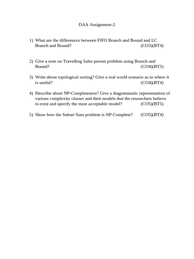 DAA Assignment 2 | PDF